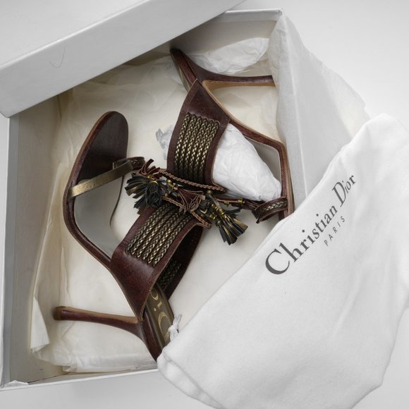 Dior | Shoes | Christian Dior Cracked Leather Sandalslide Sz 37 | Poshmark